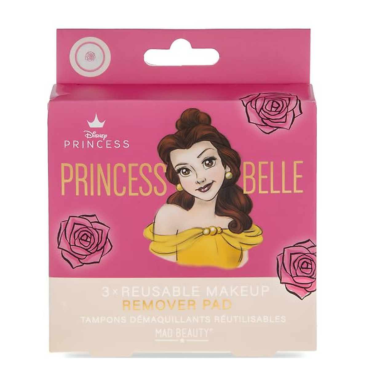 Mad Beauty Disney Princess Beauty & The Beast Belle Reusable Makeup Remover Pads (3-Pack) | Novelty Beauty, Cosmetic, and Skincare Gifts for Women, Adults, and Kids