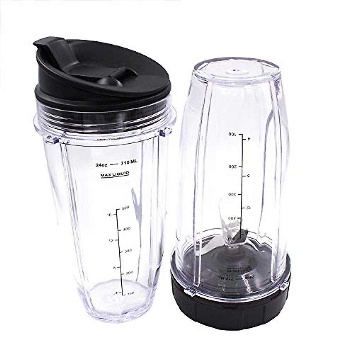 Replacement Blender Cup with Lid (2 Pack) 24 Oz Cups For Ninja Auto iQ BL480 BL482 BL642 NN102 BL682 BL450 BN751 BN801 Foodi SS351 SS401 Ninja Blender Auto iQ Blade