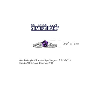 Silvershake Petite Natural African Amethyst and White Topaz 925 Sterling Silver Ring Size 4