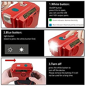 TPDL Powered Inverter Generator 200W for Milwaukee M18 Battery, DC 18v to 110v AC Output, Portable Power Source USB Charger Adapter with LED Light