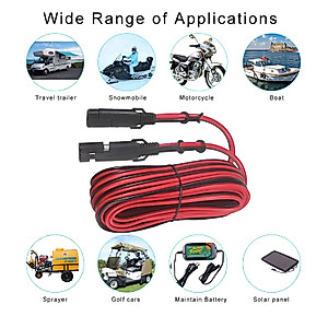 SAE to SAE Extension Cable 16AWG - 25FT SAE Cable Battery Charger Extension Cord Heavy Duty 16AWG Quick Disconnect SAE 2Pin Connector with SAE Polarity Reverse Adapter for Solar Panel Trickle Charger