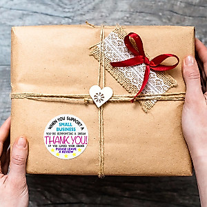 Littlefa 1.7” Please Leave a Review with Colour Design Stickers,Thank You Stickers,Bakeries Stickers,Handmade Stickers,Small Business Stickers, Envelopes Stickers, Gift Bags Packaging 500 PCS