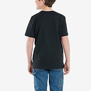 Carhartt boys Knit Short Sleeve Crewneck Logo T-shirt T Shirt, Caviar Black, 10 Years US