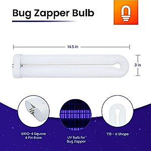 lumenivo Bug Zapper Bulb Replacement for Stinger/DEJAY B8080/9206 50W Stinger Bug Zapper Replacement Bulb with G10Q-4 4 Pin Square Base - T1 FUL50T10/BL Bug Zapper Bulb - 1 Pack