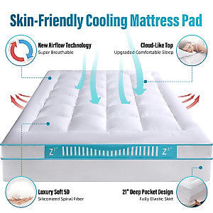 Extra Thick Mattress Topper King Size, Pillow top Mattress Pads Cover for Ultimate Comfort, Overfilled 1300 GSM Down Alternative Filling with 8-21 Inch Deep Pocket (78x80 in,White)