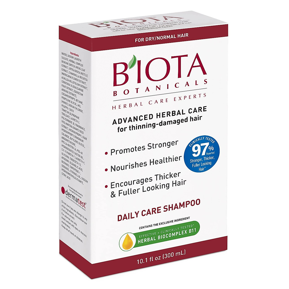 B'IOTA Botanicals Herbal Care Experts Daily Care Shampoo For Normal/Dry Thinning Hair 10.1 oz ( Pack of 2)