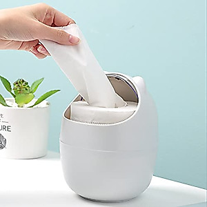D-GROEE Mini Trash Can with Lid, Waste Bin Mini Multifunctional Reusable Desktop Lovely Cartoon Garbage Storage Basket for Indoor Grey
