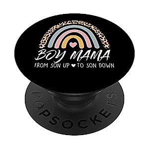 Boy Mama From Son Upto Son Down Leopard Rainbow Mother's Day PopSockets Swappable PopGrip