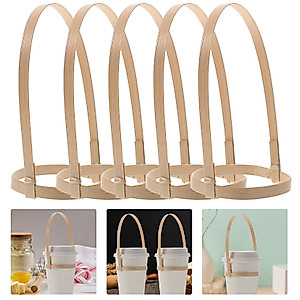 Beavorty 10pcs Bamboo Cup Holder Handle Travel Bamboo Frame