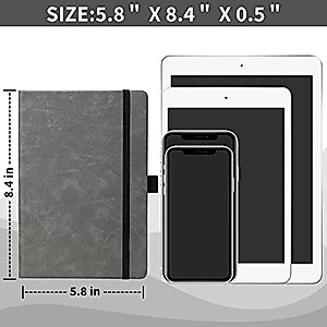 Ruled Notebook/Journal – Premium Thick Paper Faux Leather Classic Writing Notebook with Pocket + Page Dividers Gifts, Banded, Large, 144 Pages, Hardcover, Lined (5.8 x 8.4) - Gray