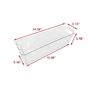 FixtureDisplays Stackable Plastic Organizer Storage Bins, Small - 2 Pack - Pantry Organization and Storage Refrigerator Bins Fridge Freezer Organizer 14.5 Long X 4.1 Wide X 4" Tall 15268-2PK-NF