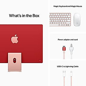 Apple 2021 iMac All in one Desktop Computer with M1 chip: 8-core CPU, 7-core GPU, 24-inch Retina Display, 8GB RAM, 256GB SSD Storage, Matching Accessories. Works with iPhone/iPad; Pink