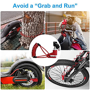 Ainiv Disc Brake Lock, E Scooter Lock Anti-Theft, Cable Bike Lock Waterproof 5FT /12mm Cable with 2 Keys for Scooter, Bike, Electric Bike, Skateboards, Strollers, Lawnmowers with Lock Holders-Red