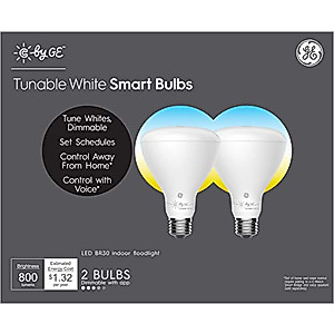 GE Lighting CYNC Smart Flood Light Bulbs, Bluetooth Enabled, Tunable White, Alexa and Google Assistant Compatible, Cool and Warm White (2 Pack), Packaging May Vary
