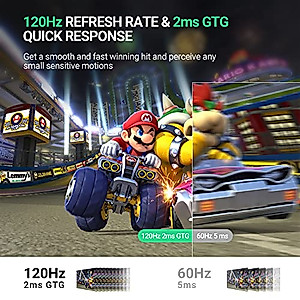 SVANTTO 16” 2K Portable Gaming Monitor, 120Hz 2ms Professional Esports Portable Monitor for Laptop with FreeSync, Plug and Play, w/Smart Cover & Speakers, VESA Mountable, Lightweight Travel Monitor