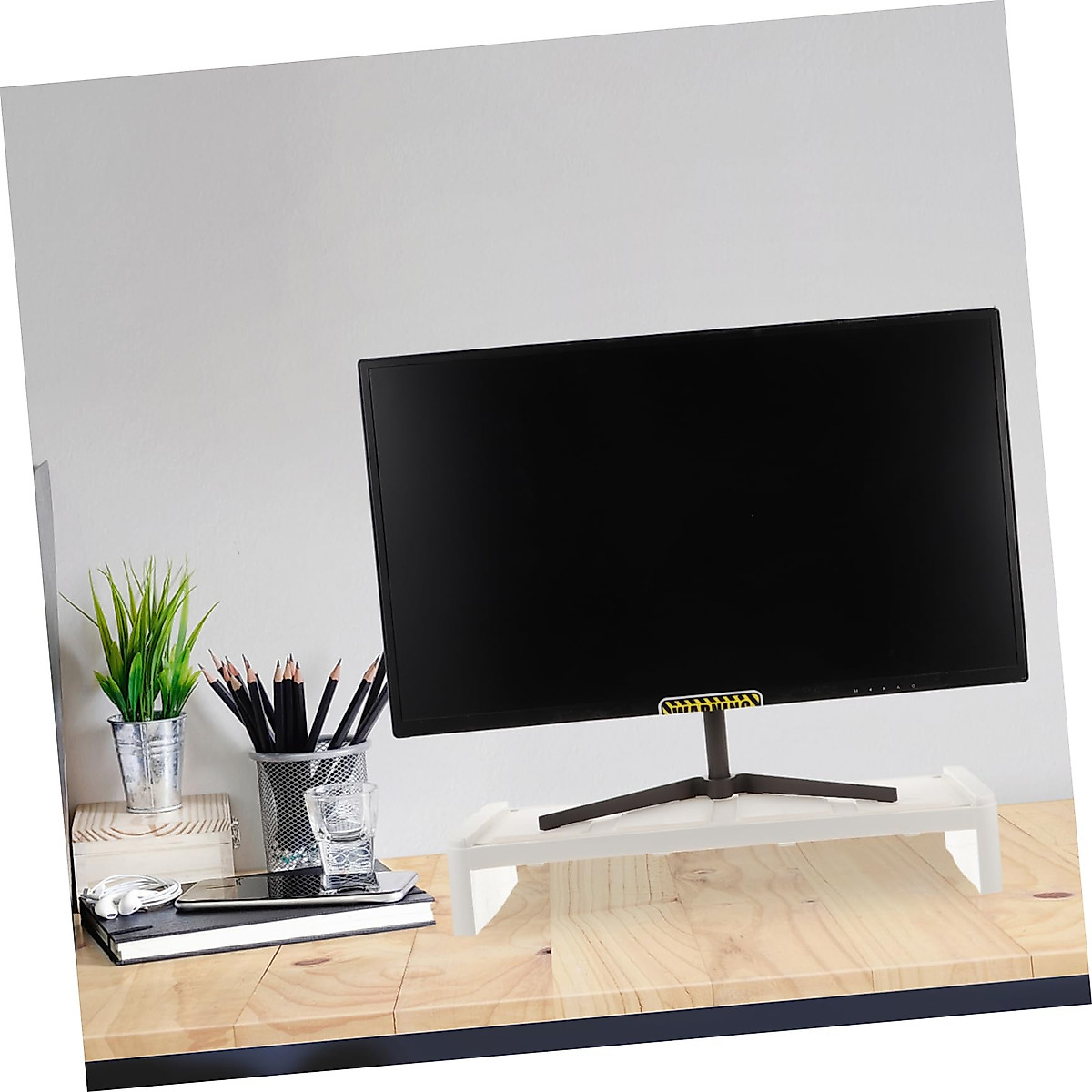 HEALEEP 1Pc Desktop Computer Bracket Computer Monitor Riser Computer Desk Riser Monitor Stand Riser Computer Screen Holder Shelf Bracket Table Storage Rack pp Neck Guard Product White