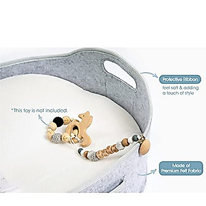 Baby Changing Basket with Contoured Foam Pad - Wipeable Waterproof Cover - Changing Pad Topper for Dresser/Table, Living Room, Portable, Moses Basket, Gray, J&JOO… (Gray)