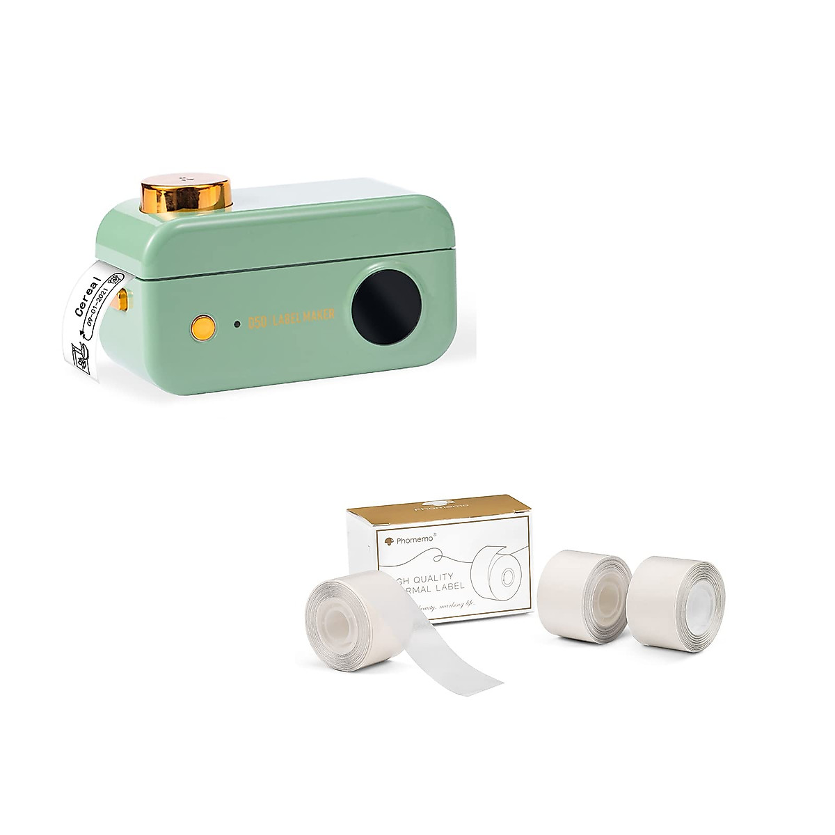 Phomemo D50 Label Maker with 3 Rolls Transparent Adhesive Label 20mm*6mm