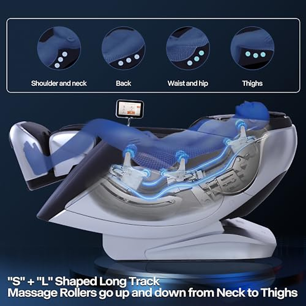 iRest A710 4D Massage Chair, Named Alfine, Full Body Shiatsu Zero Gravity Recliner with Yoga Stretching, SL Track, Automatic Calfrest Extension, Calf Kneading (Light Black-Closed Footrest)