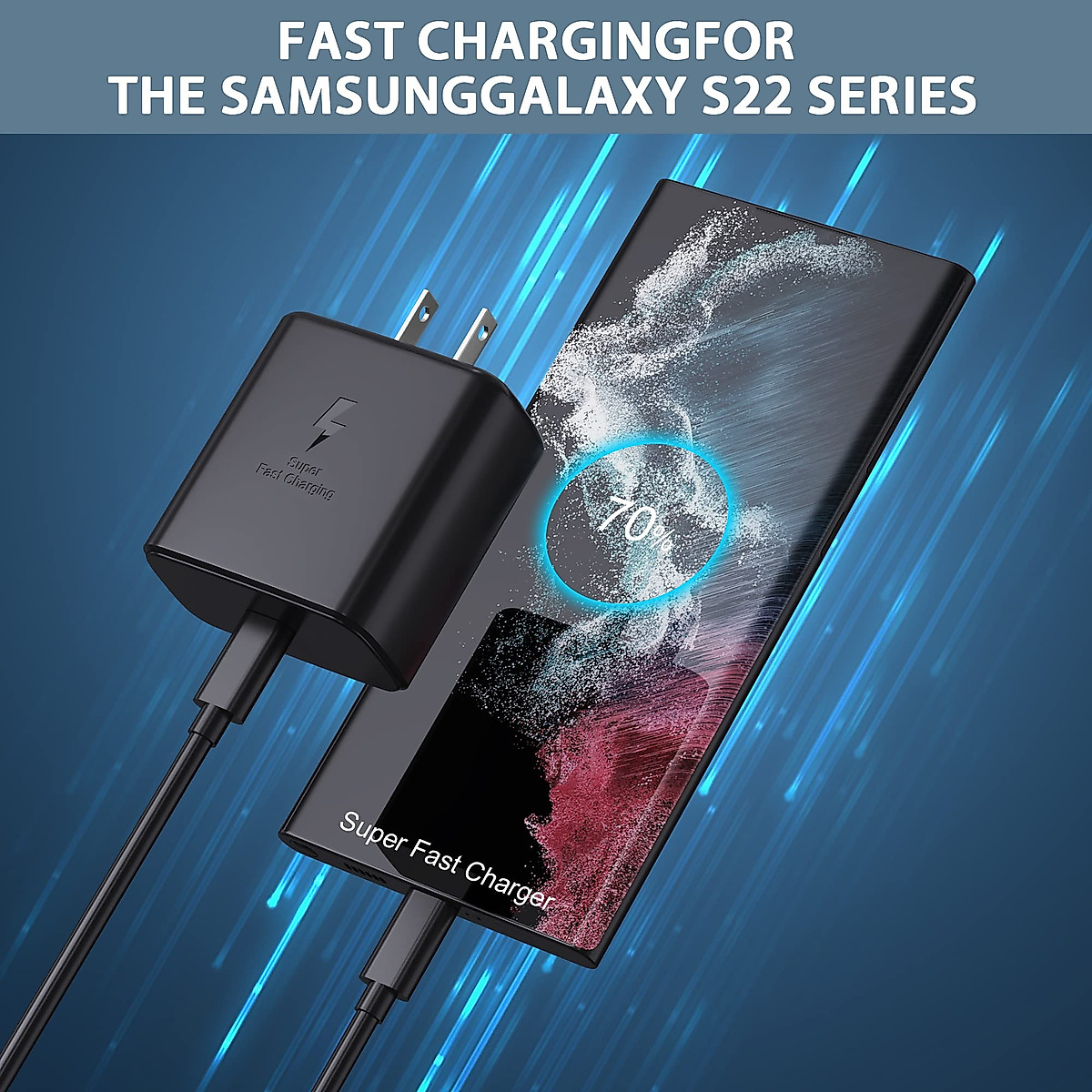 S22 S23 Ultra Charger,2023 New 45W Samsung Super Fast Charger Type C USB C Wall Charger for Samsung Galaxy S23 Ultra/S23/S23+/S22 Ultra/S22+/S21/S20/Note 20/Note 10+, Galaxy Tab & 6ft C to C Cable