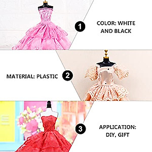 EXCEART Miniature Toys 4pcs Doll Dress Form Clothing Clothes Displaying Racks Mannequin Model Stands Girl Plastic Demountable Display Support Doll Accessories (White Black) Maniquin