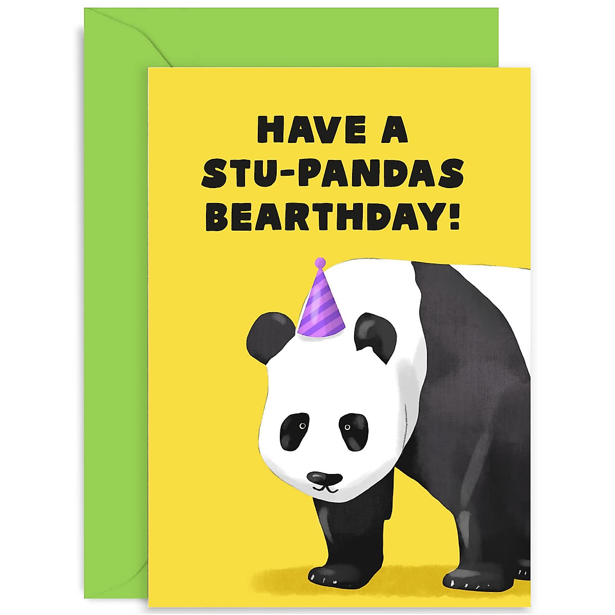 Old English Co. Funny Panda Birthday Card for Men and Women - 'Have A Stu-pandas Bearthday! Bear Pun Birthday Card for Him or Her | Blank Inside with Envelope