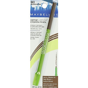 Maybelline New York Define-A-Brow Eyebrow Pencil, 643 Medium Brown, 0.0010 Ounce