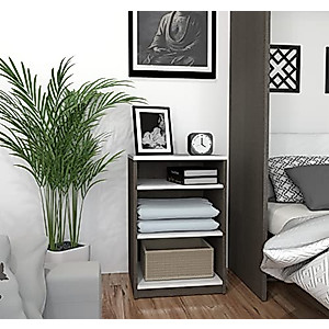 Bestar Cielo Low Shelving Unit, 20W, Bark Grey & White