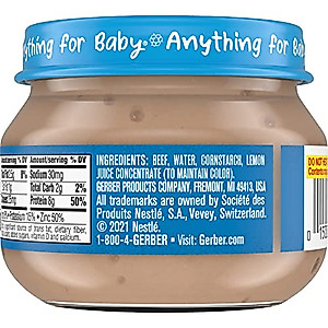 Gerber Mealtime for Baby 2nd Foods Baby Food Jar, Beef & Gravy, Non-GMO Pureed Baby Food, Made with Protein & Zinc, 2.5-Ounce Glass Jar (Pack of 12 Jars)