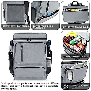 GARDRIT Insulated Cooler Backpack - 45 Cans Large Capacity Backpack Cooler Leak-Proof/Waterproof Lightweight Soft Beach Cooler Suitable to Work, Picnic, Hiking, Camping (Gray)