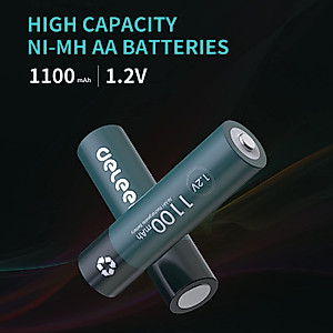 Deleepow AAA Rechargeable Batteries, High Capacity 1100mAh NiMH AAA Battery 1200 Cycles 1.2v Pre-Charged Triple A Batteries, Low Self Discharge, Pack of 16