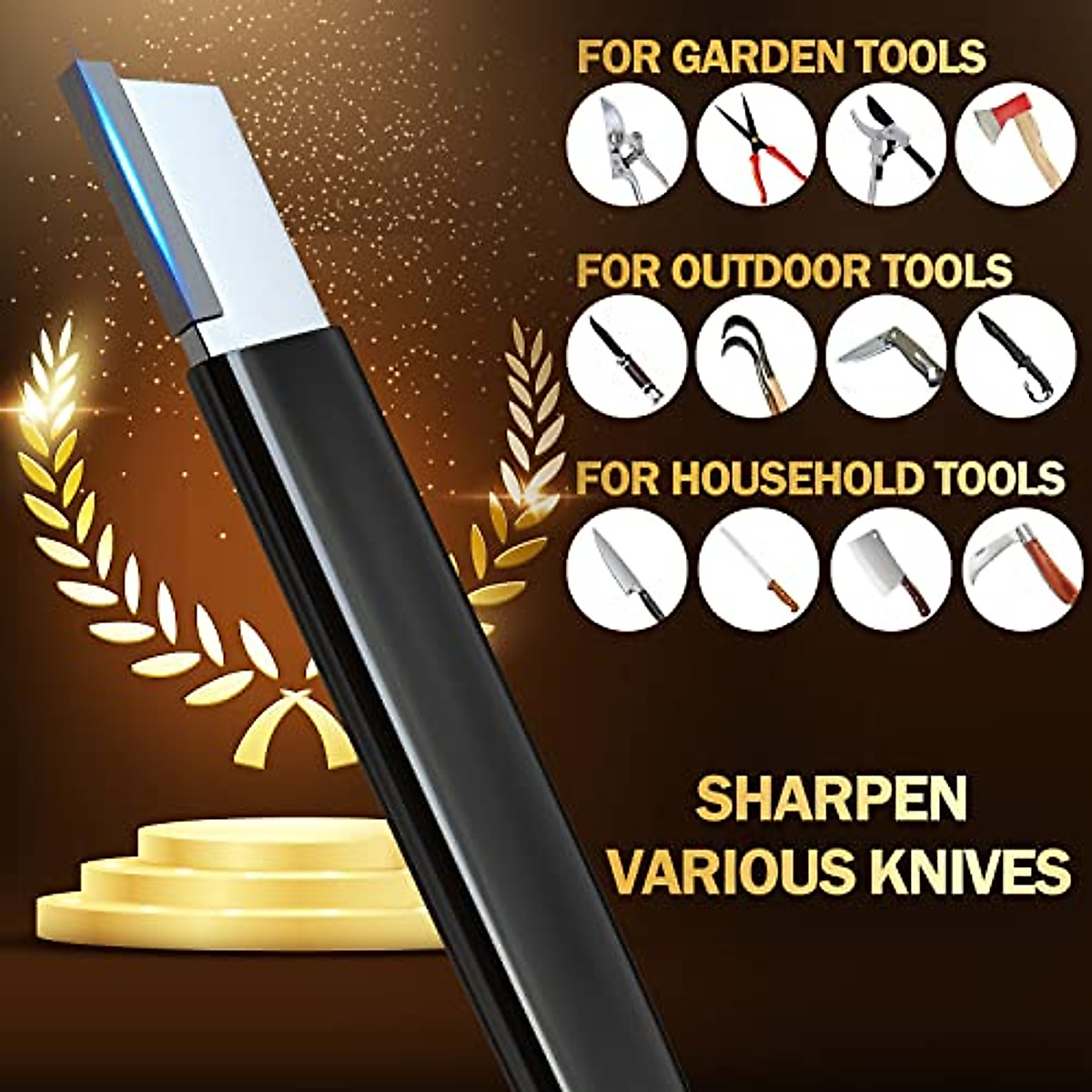 Knife Sharpener Blade Sharpening Whetstone: Pocket Sharpen Garden Tool Shears Scissors Knives Pruner Portable Knife Sharpener & Stocking Stuffers for Men Keychain Multitool - Key Shaped Pocket EDC Too