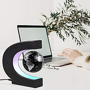 JOWHOL Magnetic Floating Globe with LED Lights, Perpetual Auto-Rotating, 3.3 inch Levitating Globe, Gift for Men Father Boys & Girls, Desk Tech Gadget Decor for Office/Home (Black)