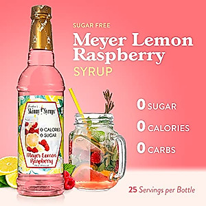 Jordan's Skinny Mixes Sugar Free Syrup, Meyers Lemon Raspberry Flavor, Fruit Flavored Water Enhancer, Drink Mix for Ice Tea, Lemonade & More, Zero Calorie Flavoring, Keto Friendly, 25.4 Fl Oz, 1 Pack
