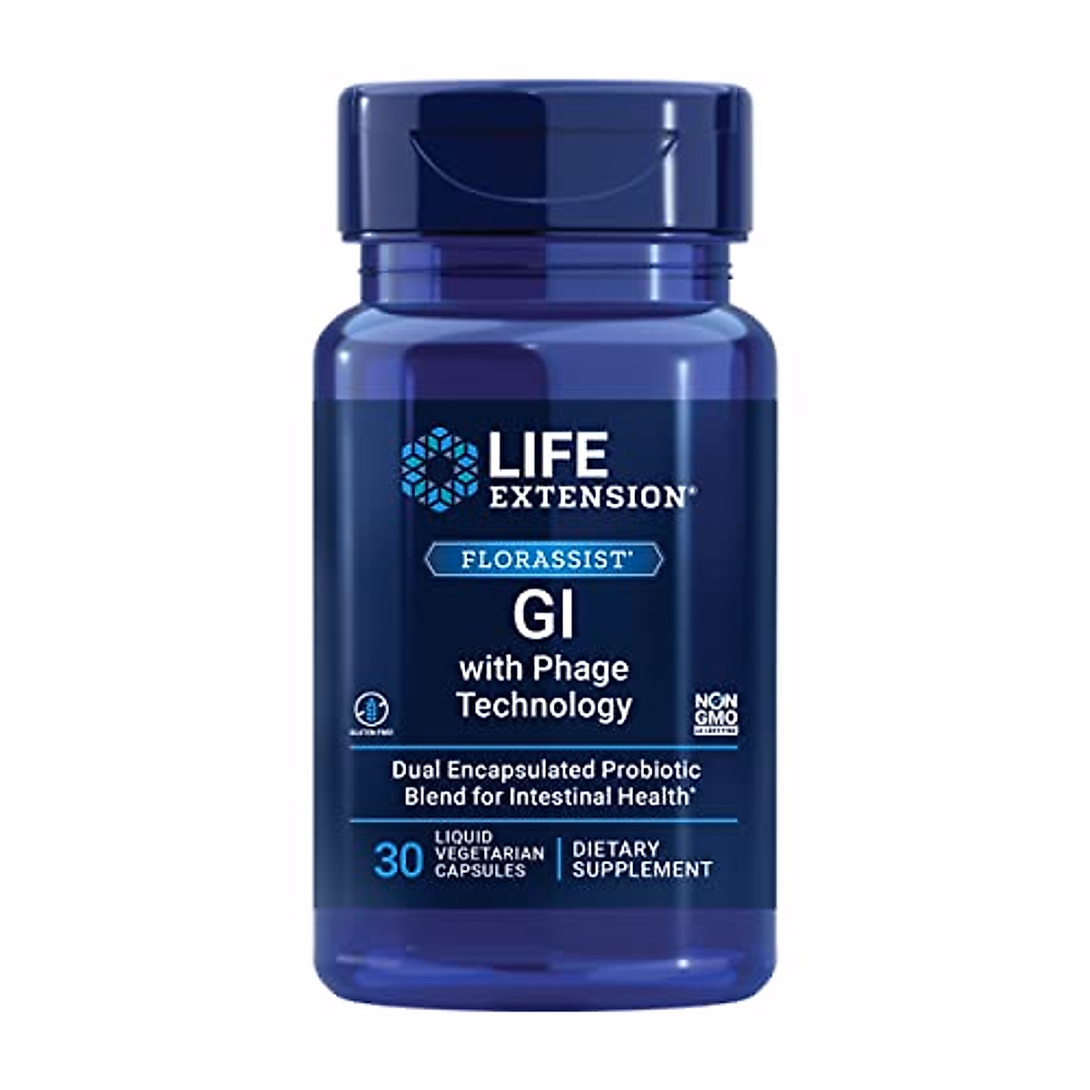 FLORASSIST® GI with Phage Technology – Proprietary Probiotic 15 Billion CFU and TetraPhage Blend Supplement for Digestive Health Support - Non-GMO, Gluten-Free -30 Liquid Vegetarian Capsules