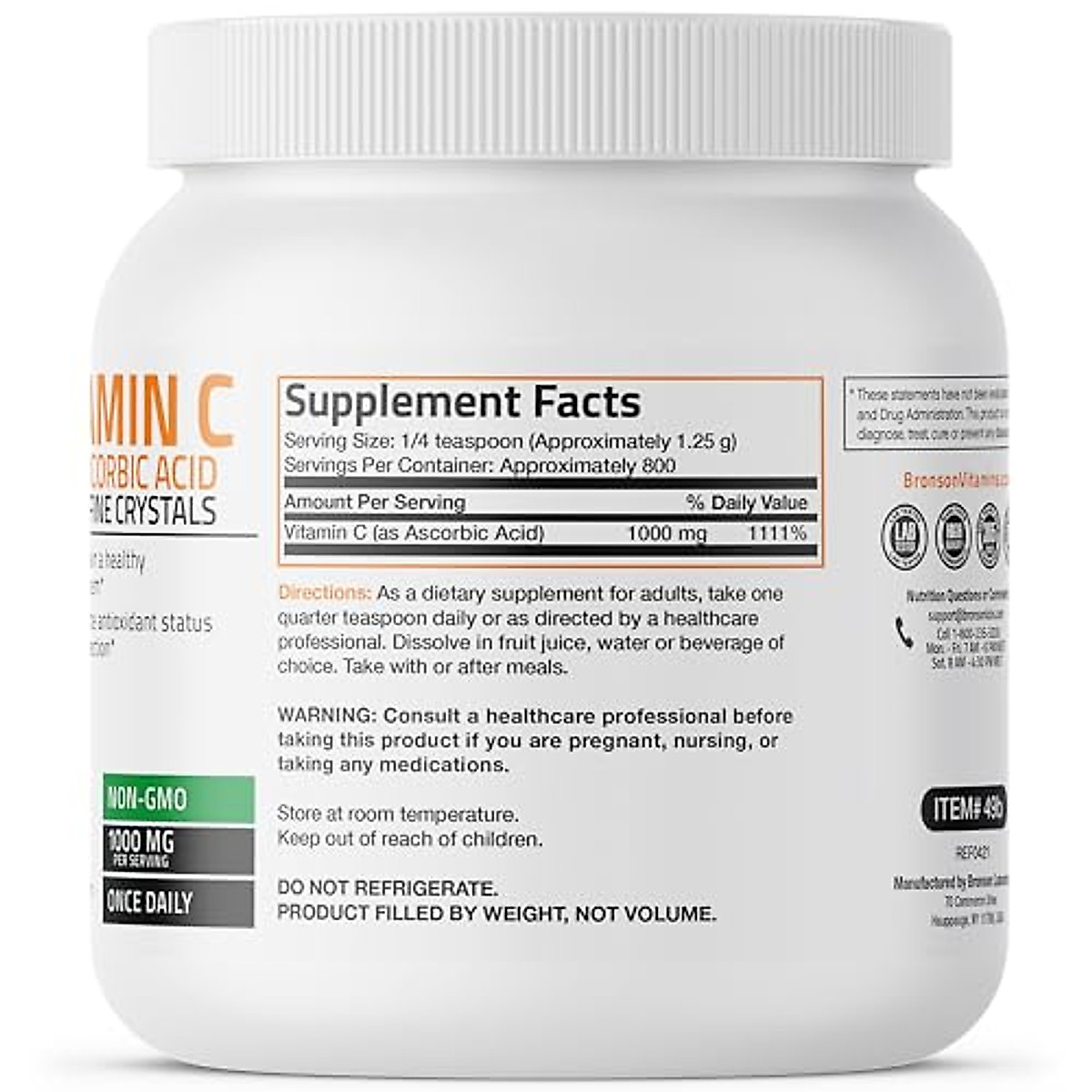 Vitamin C Powder Pure Ascorbic Acid Soluble Fine Non GMO Crystals – Promotes Healthy Immune System and Cell Protection – Powerful Antioxidant - 1 Kilogram (2.2 Lbs)
