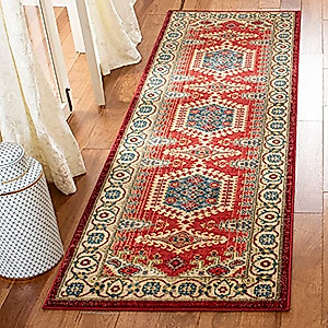 SAFAVIEH Kashan Collection 3'3" x 4'10" Red / Ivory KSN308Q Traditional Oriental Non-Shedding Living Room Bedroom Accent Rug