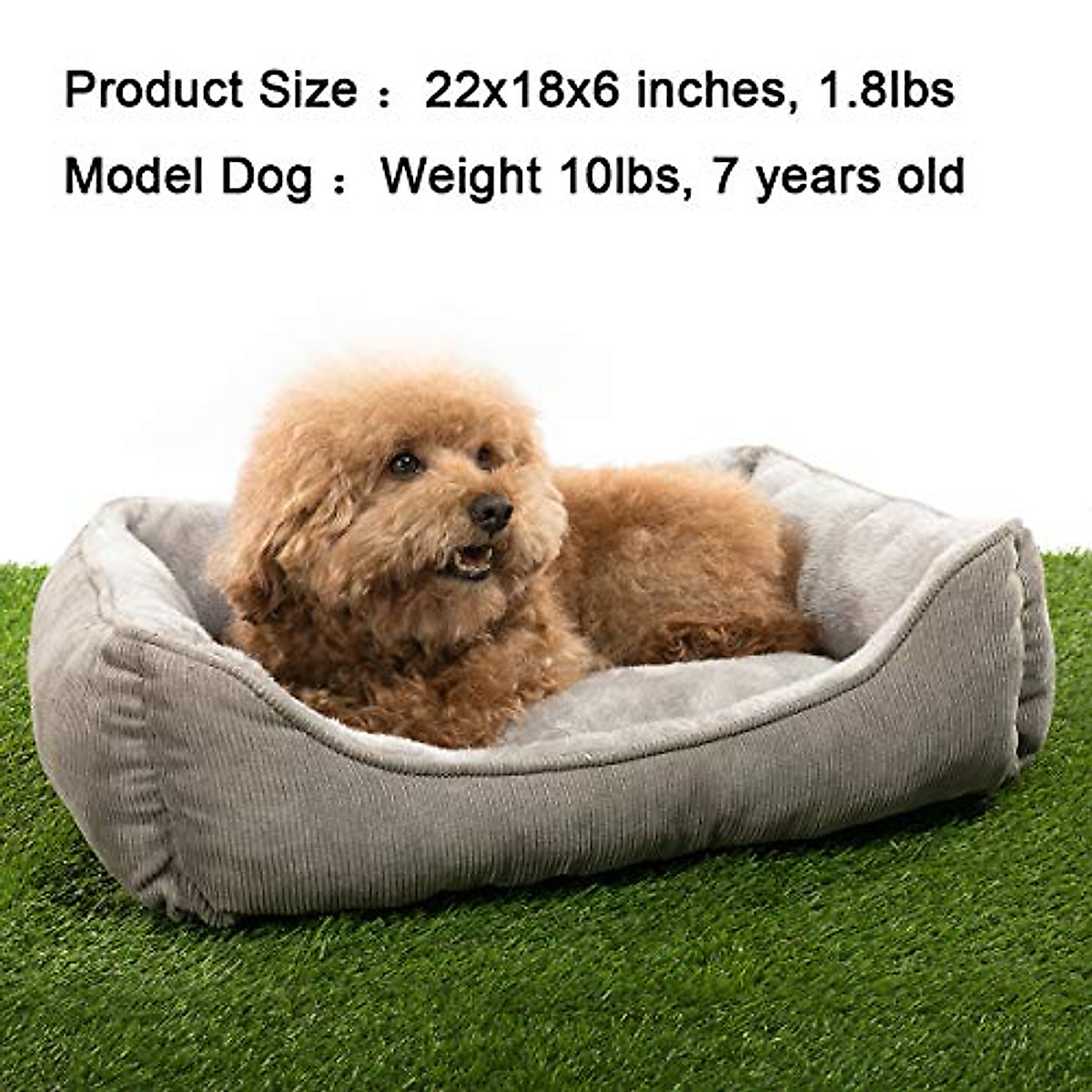 Hollypet Rectangle Plush Dog Cat Bed Self-Warming Pet Bed, Pure Gray