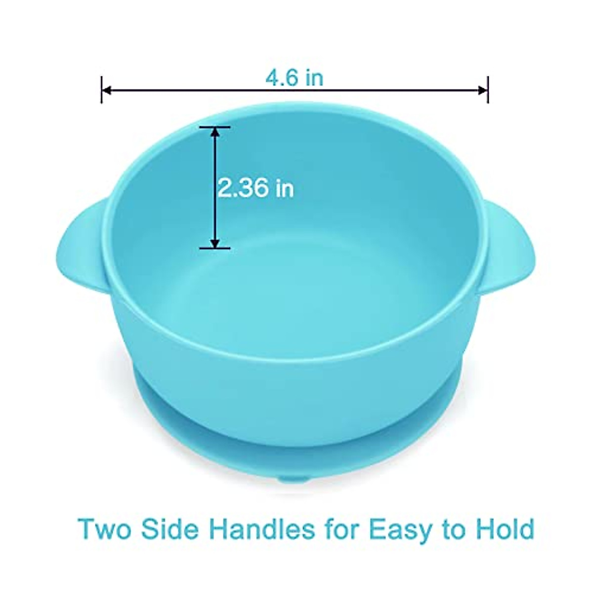 PandaEar Set of 2 Silicone Stay Put Suction Bowls | Large Cup Base| Food Grade Soft Safe BPA-Free Silicone | Babies Toddlers Infants | (Blue & Green)
