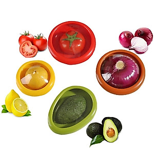 4Pack Silicone Fruit Storage Box, Refrigerator Onion Storage, Avocado Saver Holder, Fruit Storage Containers for Fridge Vegetables Lemons Anti-Oxidation Fruit Containers for Fridge to Keep Fresh