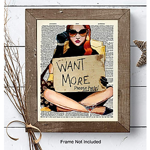 Funny Glam Fashion Graffiti Dictionary Art – Upcycled 8x10 Chic Unique Gift for Designer, Fashionista - Urban Street Art Home Decoration Poster for Women, Wife, Teens, Dorm Room – Cool Dope Wall Decor