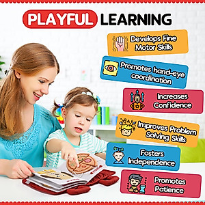 Jurns Quiet Book for Toddlers 1-3 Years Old - Montessori Travel Toys for Kids - Soft Cloth Children Book - Quiet Toys for Boys and Girls - Sensory Toddler Activities Book - Kid’s Gift Idea