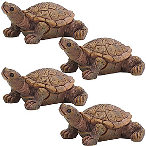 4 Pcs Mini Turtles Miniature Figurines Simulation Small Tortoise Ornaments Realistic Sea Turtles Resin Cute Beach Sea Turtles for Bonsai Craft Fairy Garden Succulent Planter Decorations