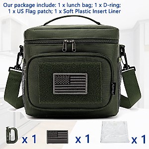 FlowFly Tactical Lunch Bag Large Insulated Lunch Box Cooler Tote for Men, Women with MOLLE/PALS Webbing (Army#Green, Medium)