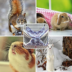 Oagsln 2 Pieces Small Guinea Pig Rat Hammock Guinea Pet Small Animal Hanging Hammock Bunkbed for Sugar Glider Squirrel Playing 7.8 x 7.8 inch(Coffee and Purple)