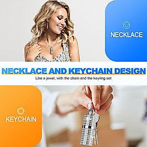 Kepmem Flash Drive 64GB Thumb Drive Jewelry USB 3.0 Memory Stick, Metal Zip Drive 64 GB Silver Rhinestone Pen Drive Bling Jump Drives Crystal Necklace with Keychain, Festival Gift