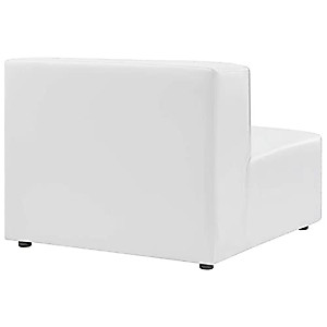 Modway Mingle Vegan Leather Sectional Sofa Armless Chair, White