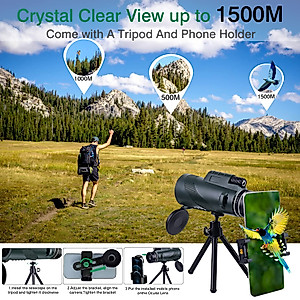 50X60 Monocular Telescope, Monoculars for Adults High Powered, High Power HD Compact Monocular BAK-4 Prism and FMC Lens, Stargazing Hunting, Wildlife Bird Watching, Travel Camping, Hiking (Green)