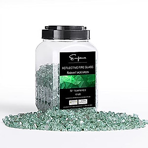 Empava 10 lbs. 1/4-in Reflective Tempered Glass for Gas Fire Pit, Radiant Jade Green