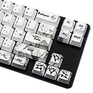 MOLGRIA Keycaps 71 Set Ink Panda for 71 64 61 Keys Keyboard, Custom PBT OEM Profile Key Caps with Japnanese Font for Cherry MX Gateron Khail Switches 60 Percent Gaming Keyboard